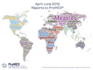 April-June 2019 ProMED Report Map - ISID