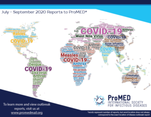 July – September 2020 ProMED Report Map - ISID