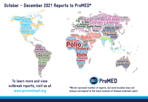 October – December 2021 ProMED Report Map - ISID